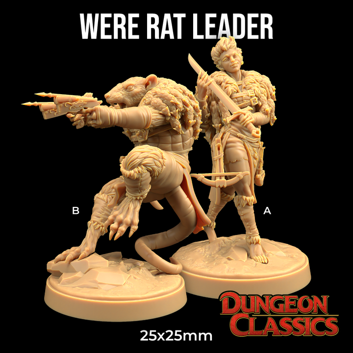 3D Printable Were Rat Leader | PRESUPPORTED | Dungeon Classics by Dungeon Classics